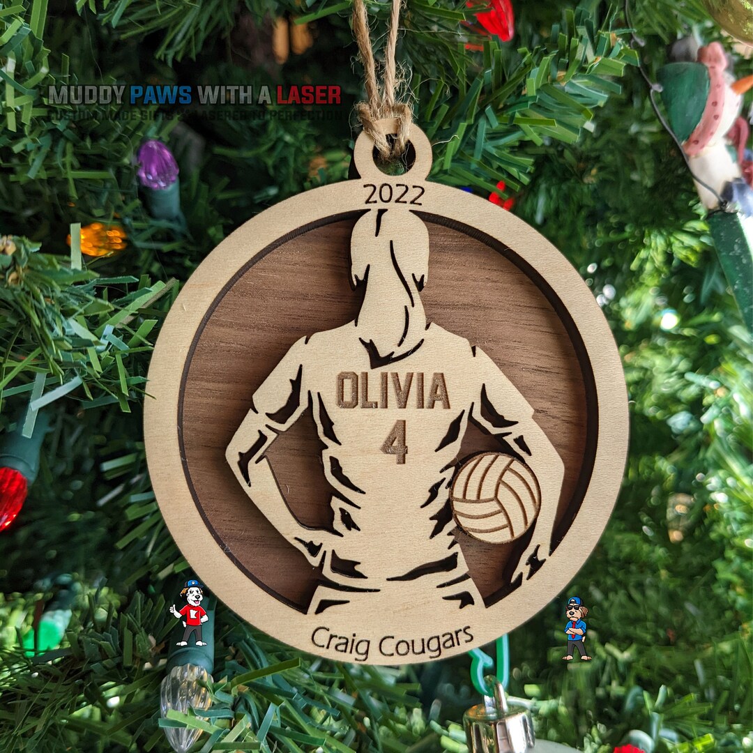 Personalized Wood Volleyball Player Christmas Tree Ornament - Junior ...
