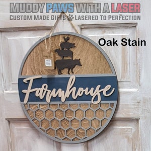 16 Inch Round Farmhouse Laser Engraved Wood Sign - 2 Options - Windmill ...