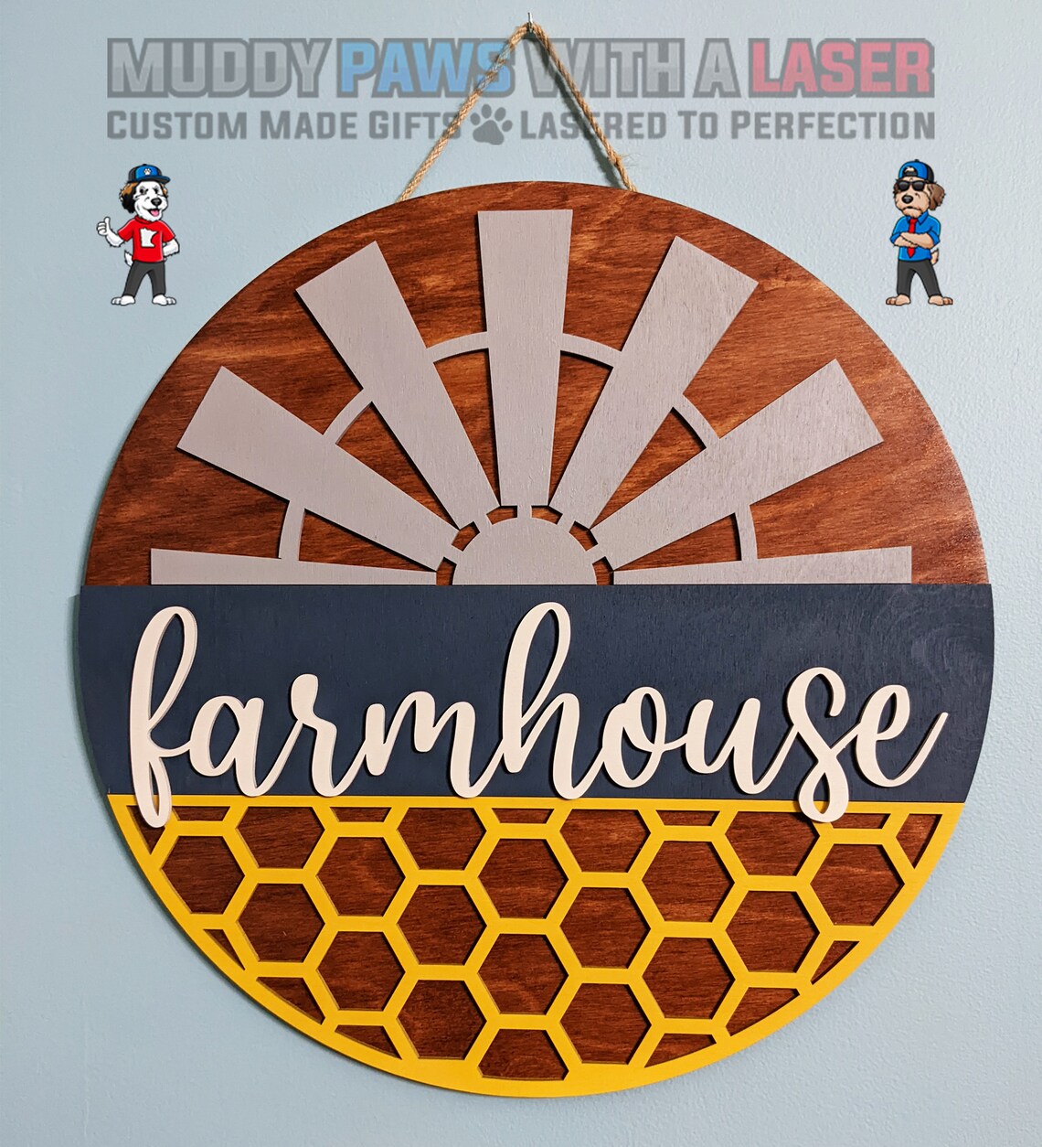 16 Inch Round Farmhouse Laser Engraved Wood Sign 2 Options - Etsy