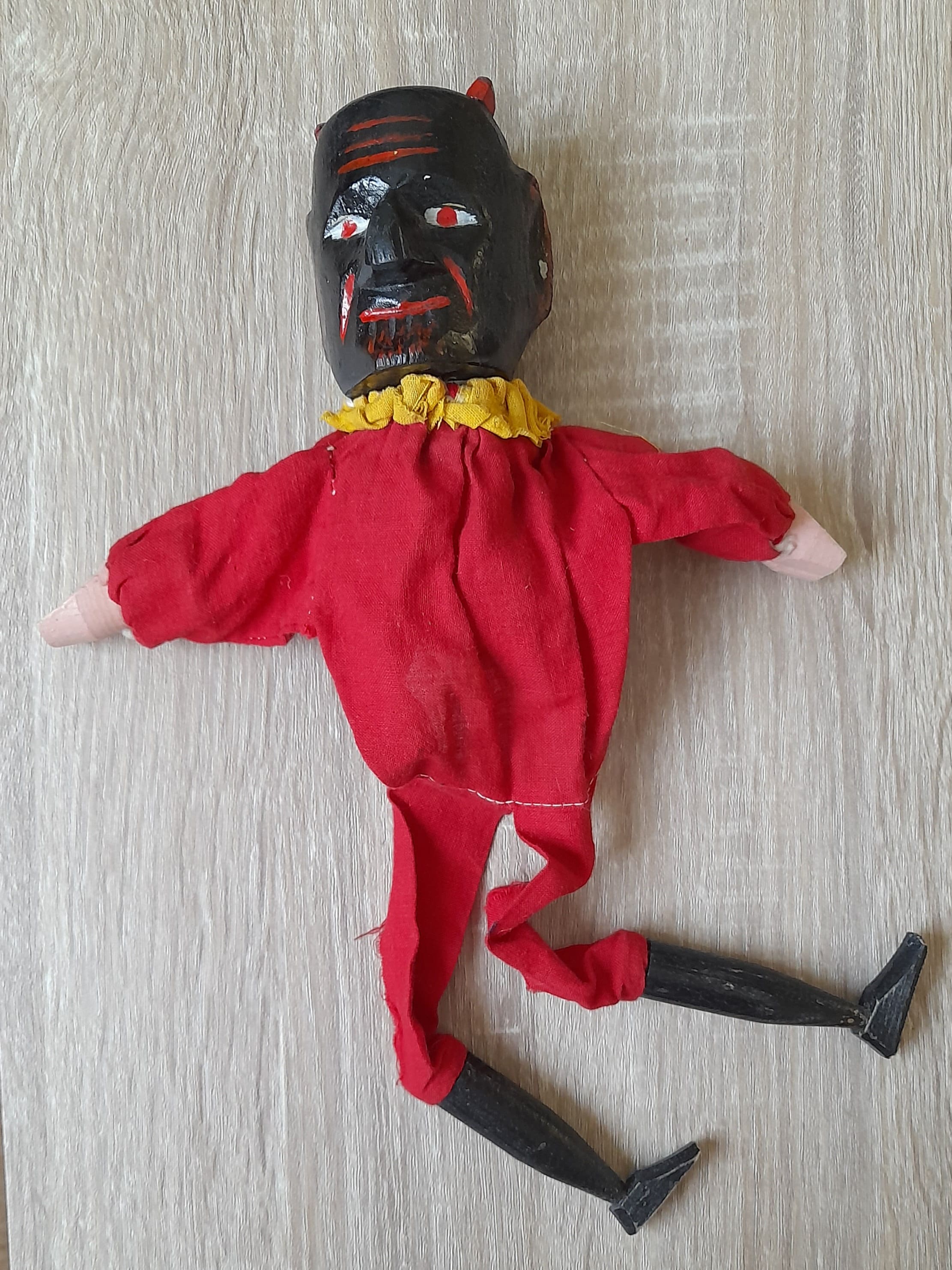 Antique Vintage Wooden Hand Carved Handmade Devil Hand Puppet ...