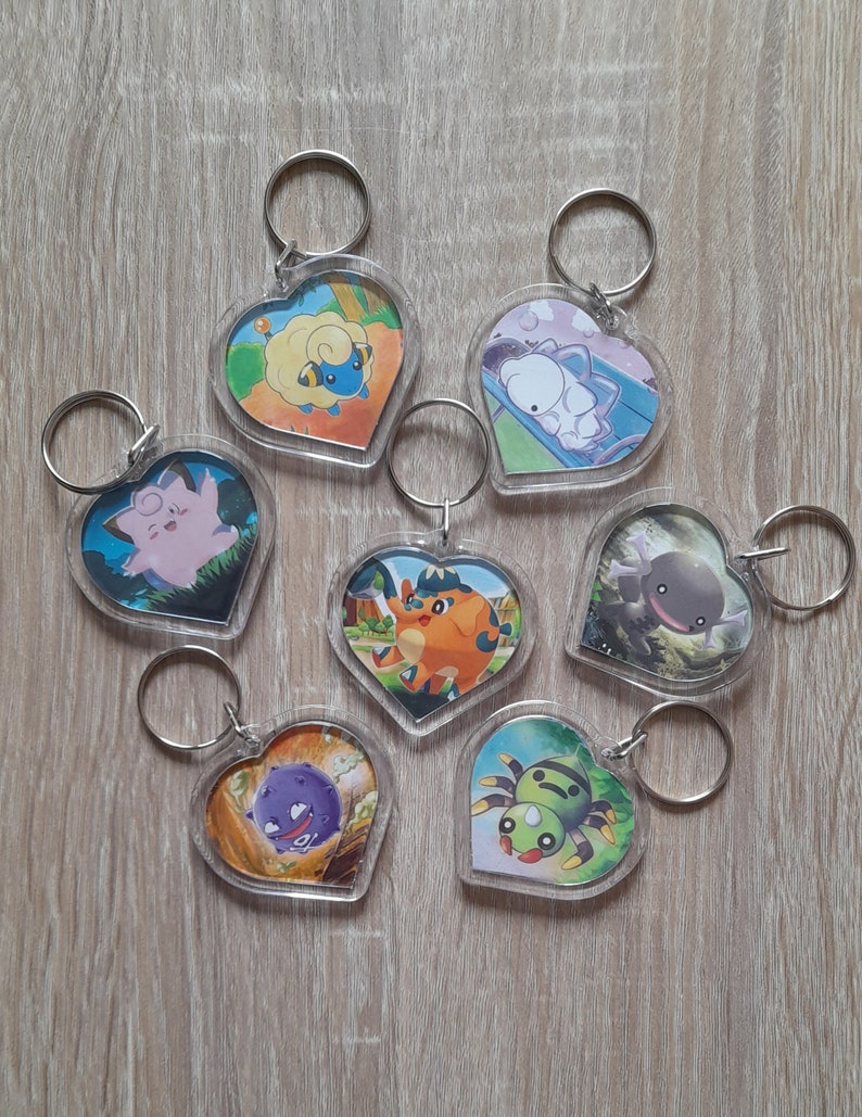 Pokémon Heart Keyring Pokemon Keychain Charm OOAK Handmade Fanart ...