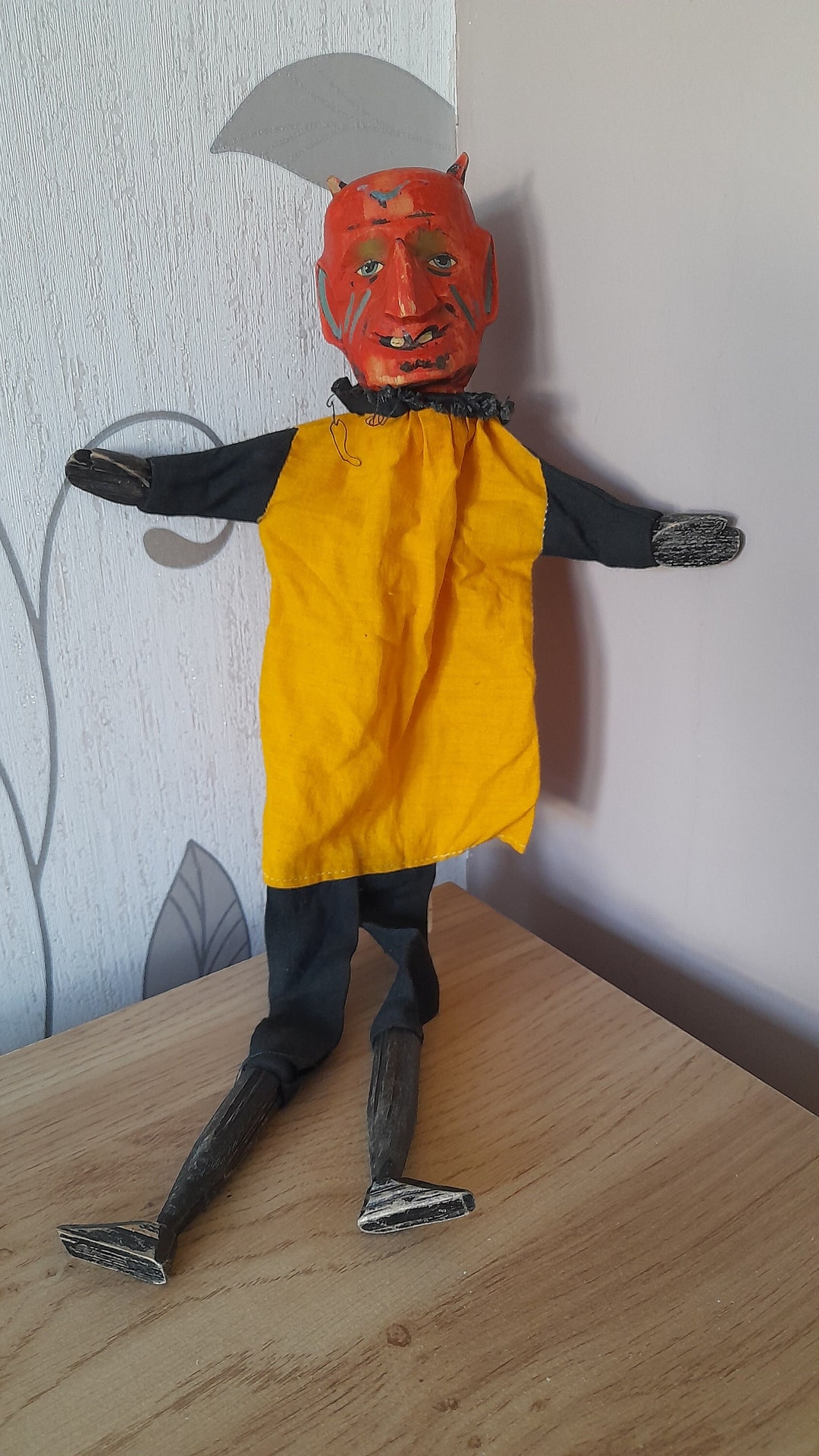 Antique Vintage Wooden Hand Carved Handmade Devil Hand Puppet Marionette Doll Theatre Play - Etsy