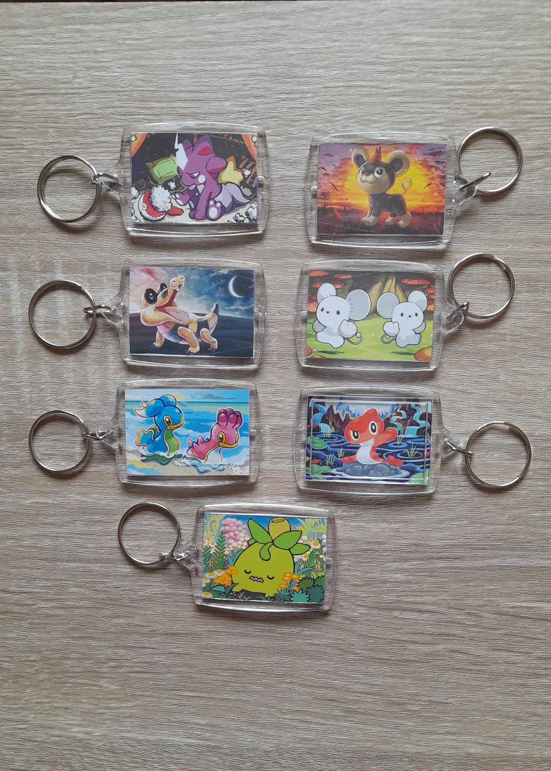 Pokémon Rectangle Keyring Keychain Charm OOAK Handmade Fanart Double ...