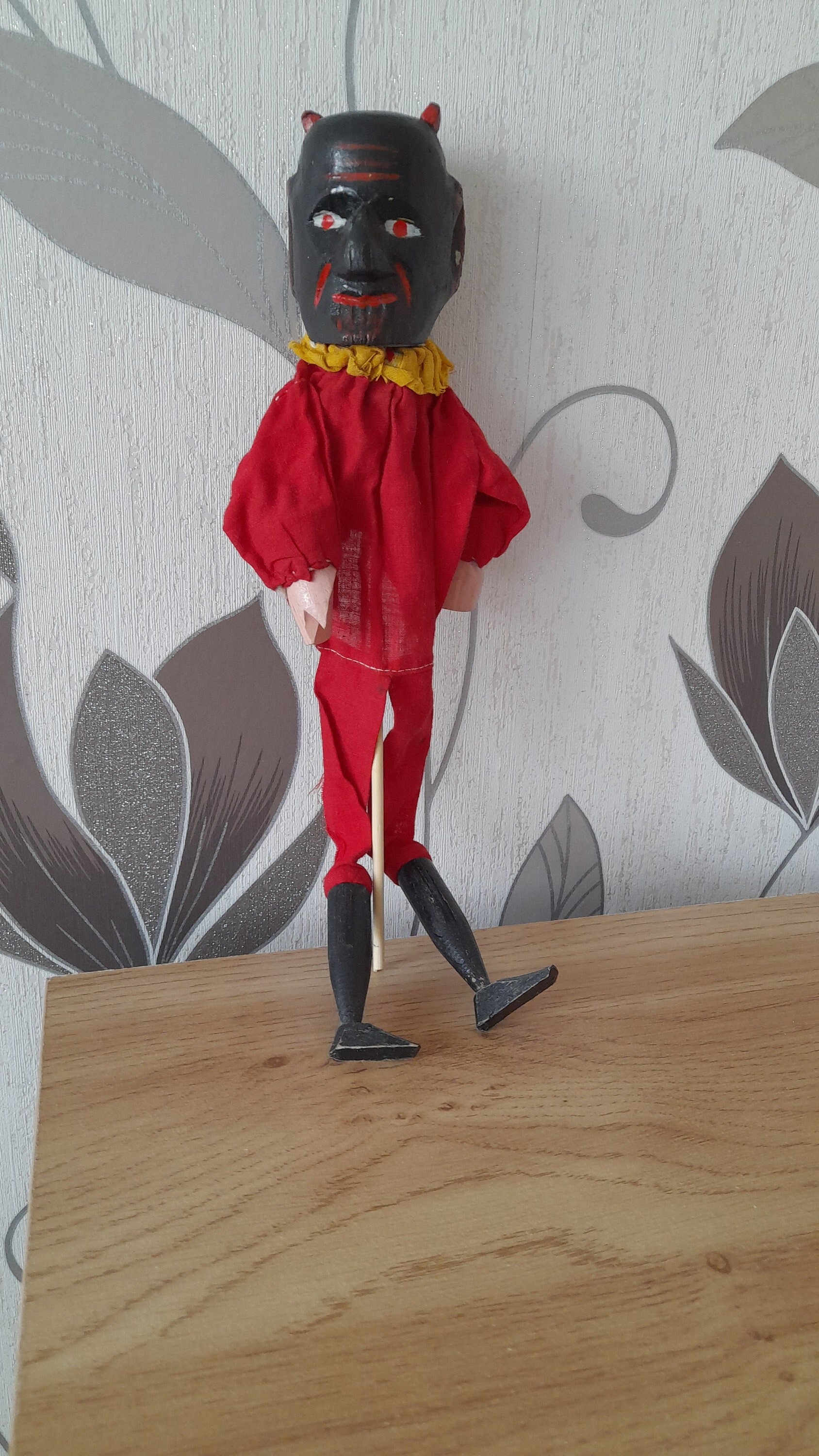 Antique Vintage Wooden Hand Carved Handmade Devil Hand Puppet ...