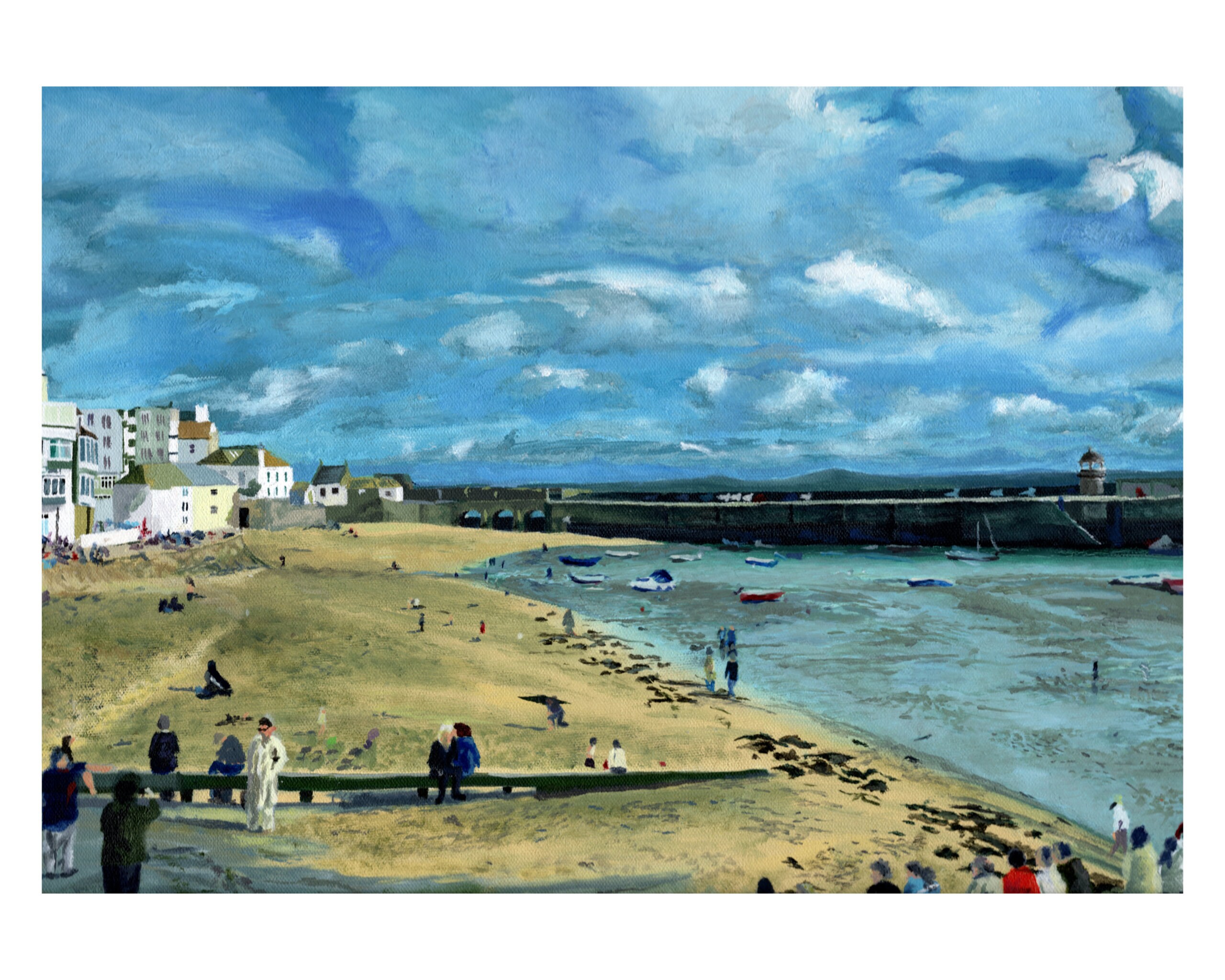 St Ives Beach, Cornwall, England. Hand Signed Landscape Painting ...