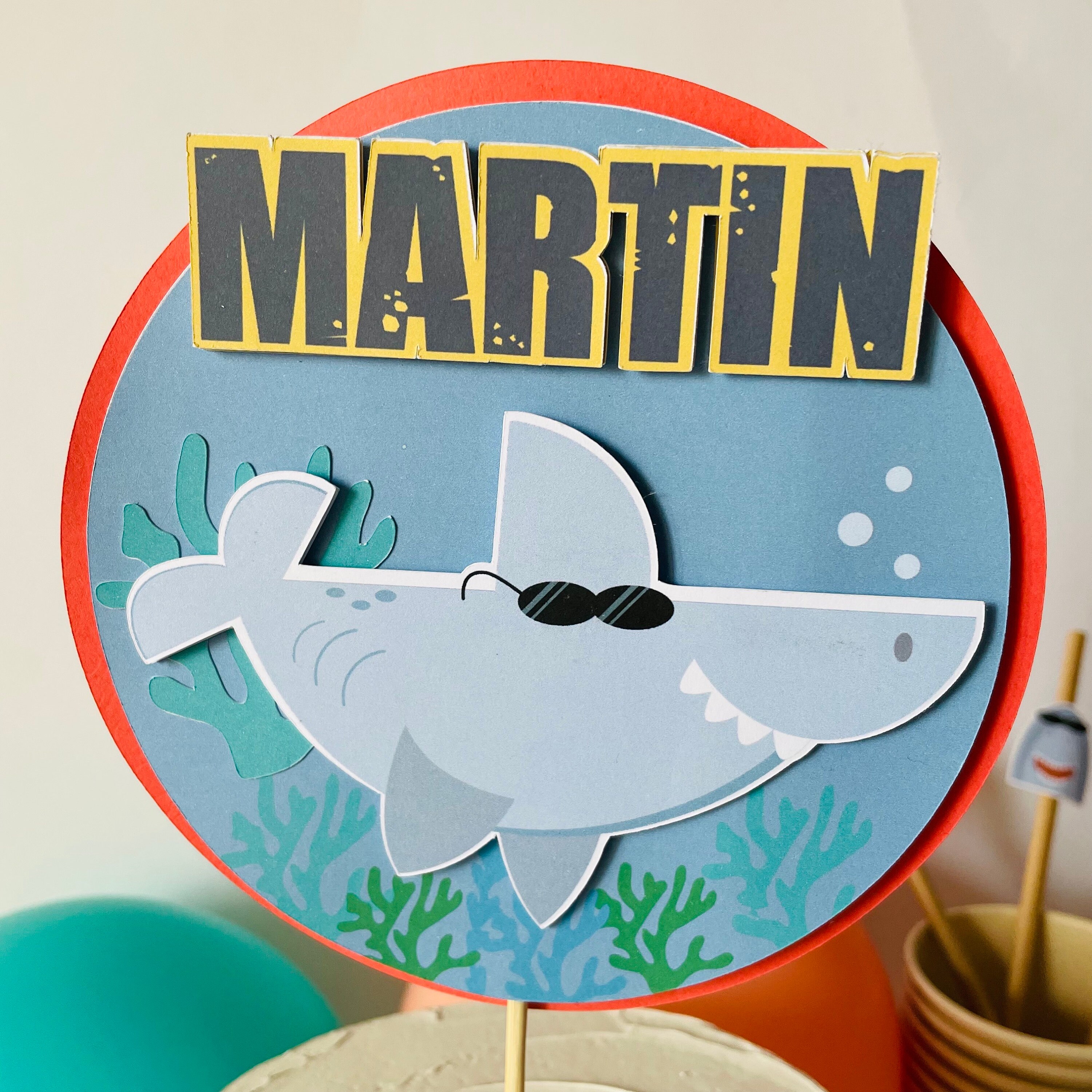 Shark Cake Topper Personalized, Shark Birthday Party Decorations, Shark ...