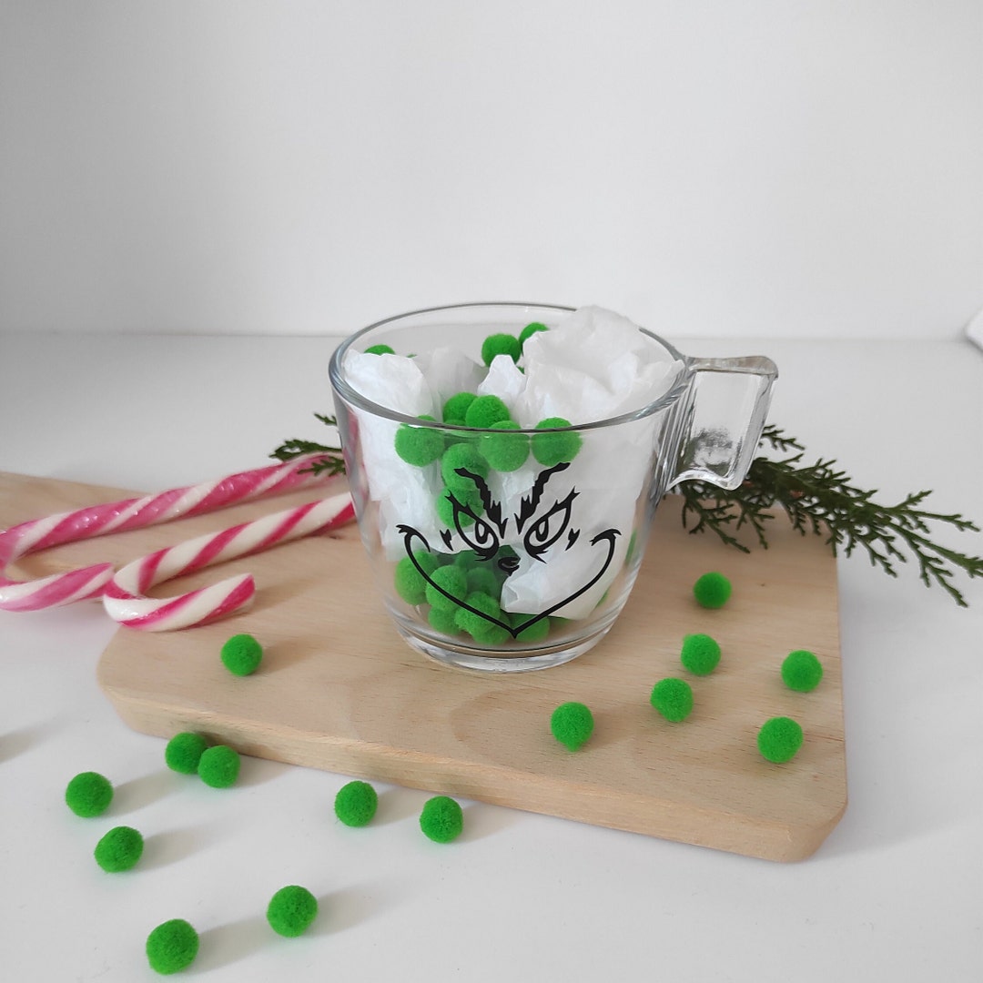 Christmas Grinch Glass Mug, Merry Grinchmas Glass Mug, Winter Grinch ...