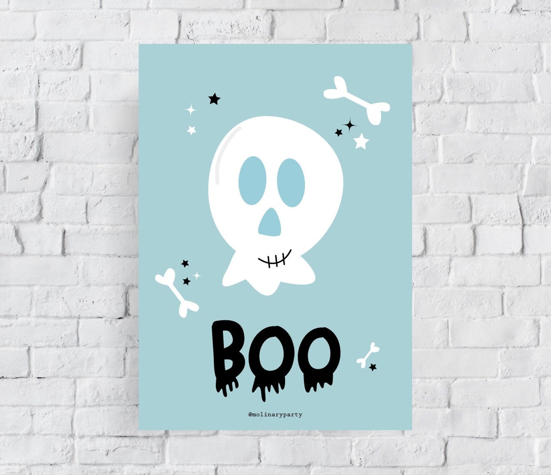 SKULL BOO Halloween Poster Printable Halloween Skull Wall - Etsy