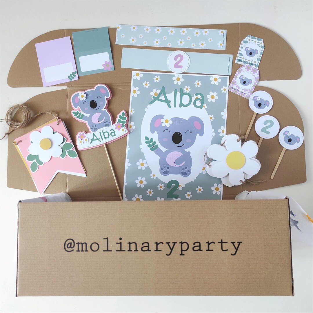 Personalized Koala Girl Party Kit Partybox Koala - Etsy