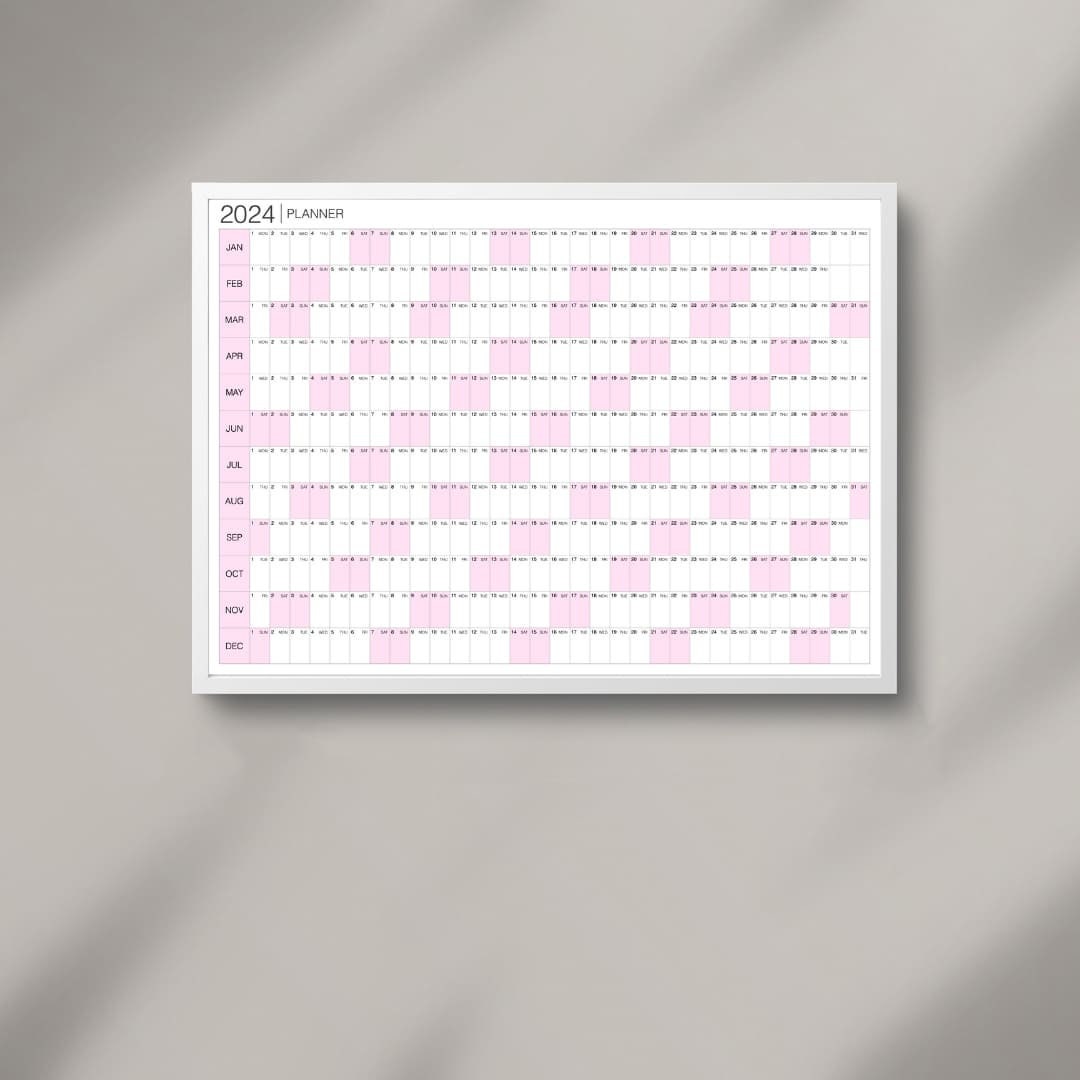 2024 Year Planner Printable PDF, Wall Calendar, Monthly Planner, Pink ...