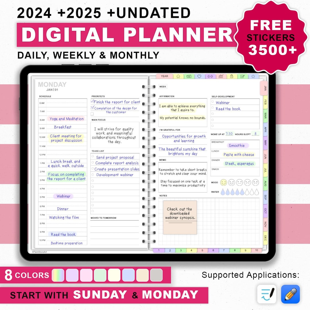 2025 Digital Planner for Ipad, Notability and Goodnotes Compatible ...
