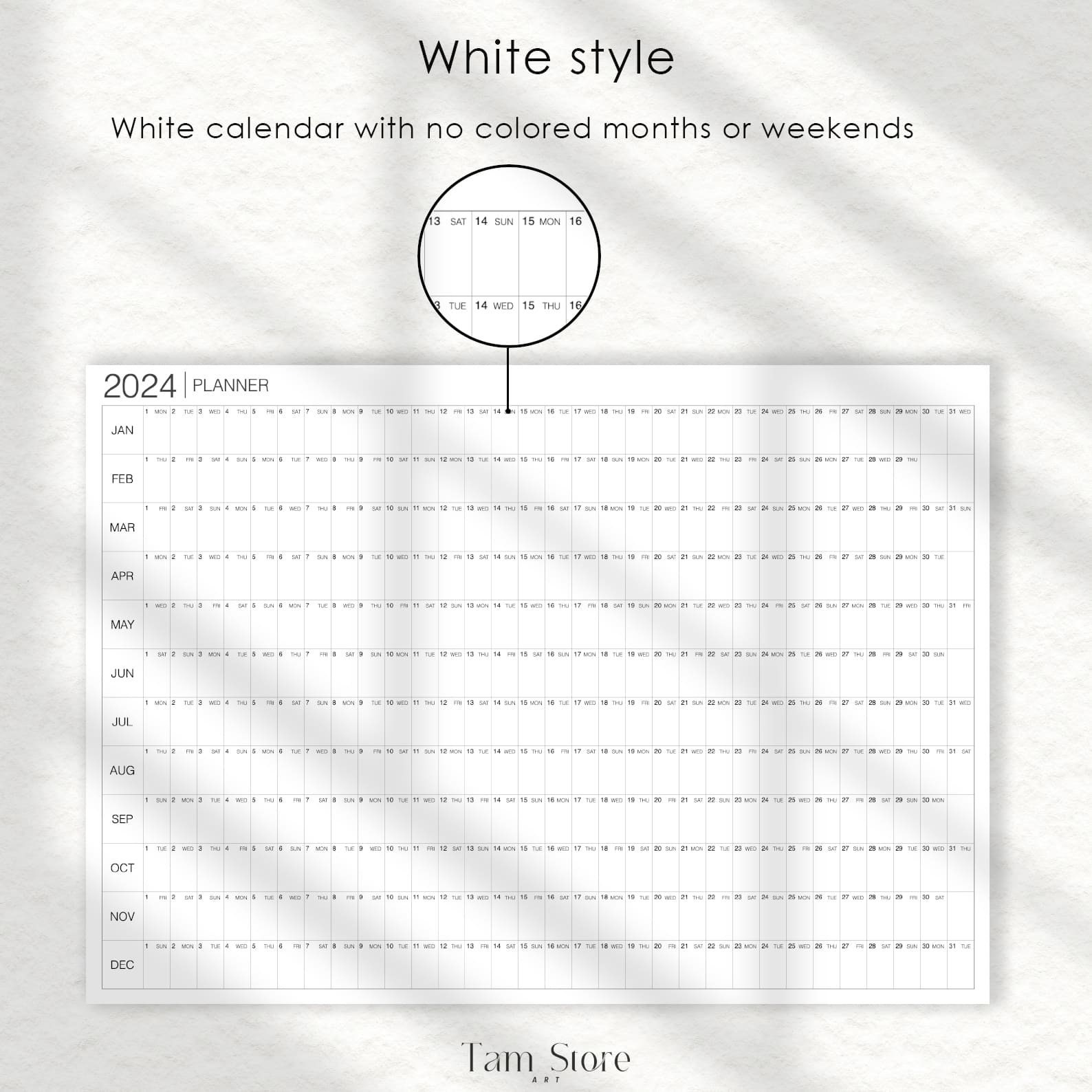 2024 Year Planner Printable PDF, Wall Calendar, Monthly Planner, Pink ...