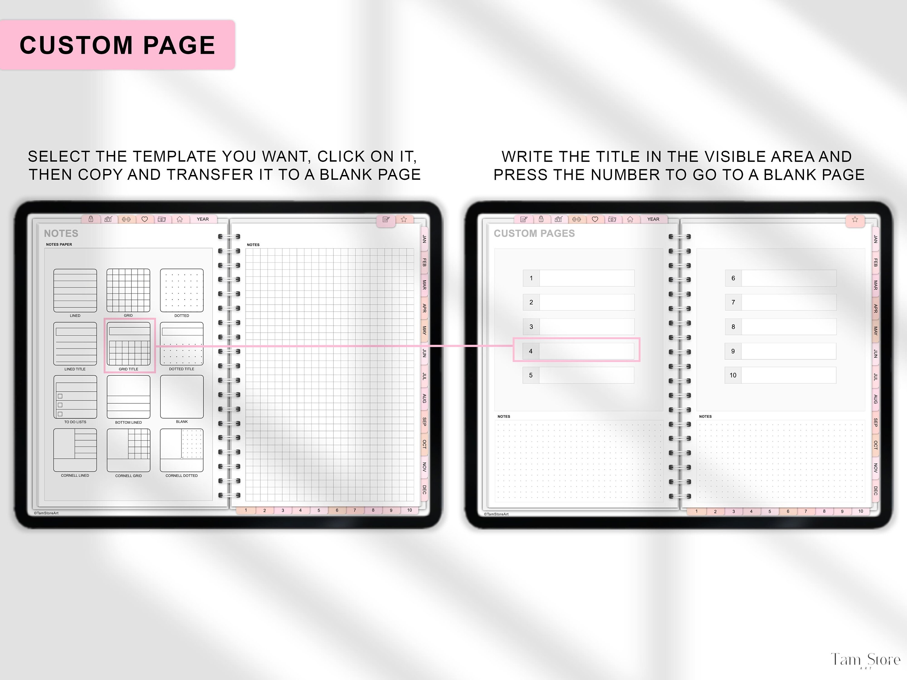Pink Digital Planner for Ipad, Start Weekly Sunday & Monday, Daily ...