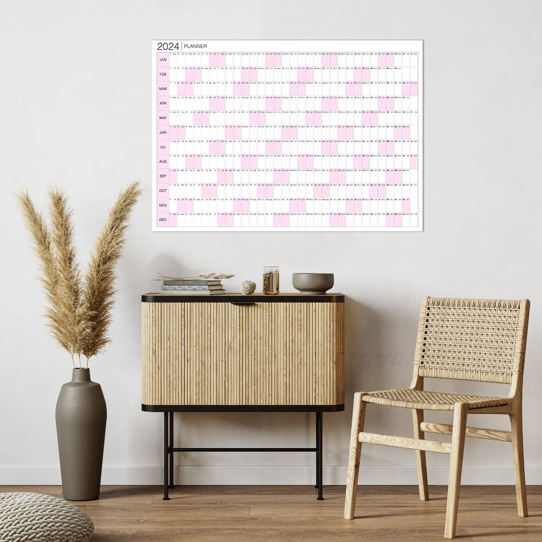 2024 Year Planner Printable PDF, Wall Calendar, Monthly Planner, Pink ...
