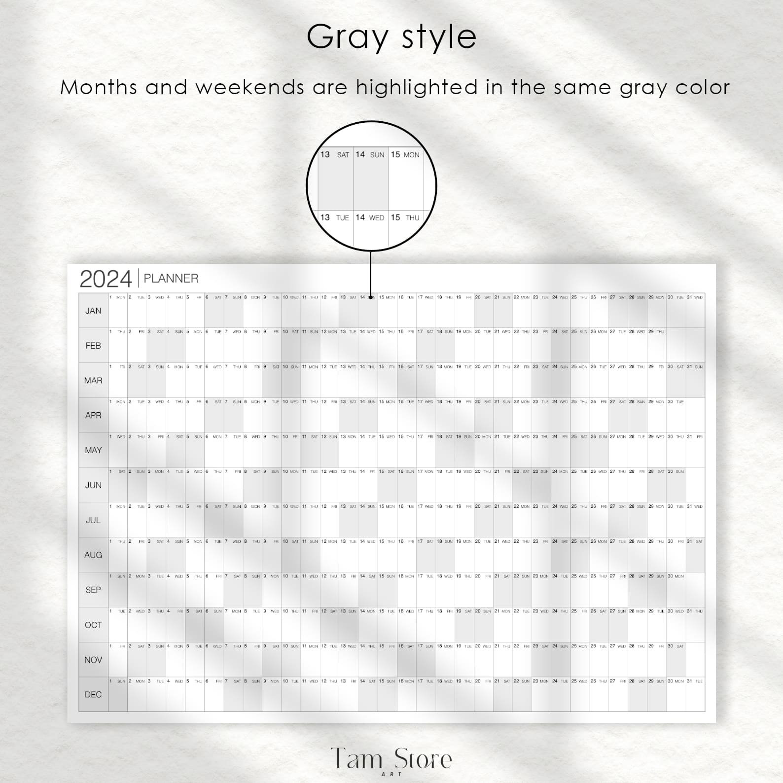 2024 Year Planner Printable PDF, Wall Calendar, Monthly Planner, Pink ...