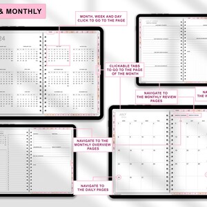 Pink Digital Planner for Ipad, Start Weekly Sunday & Monday, Daily ...