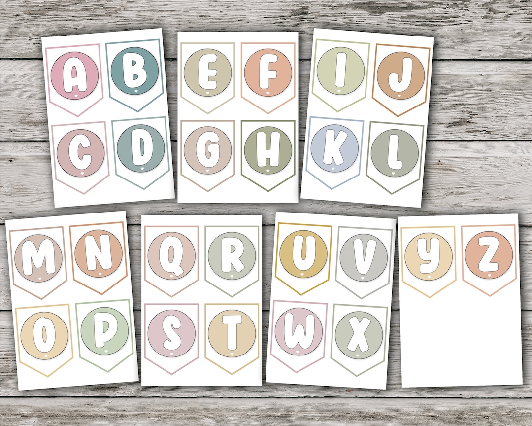 Digital Prints BOHO Bulletin Board Bunting Alphabet Posters Classroom ...