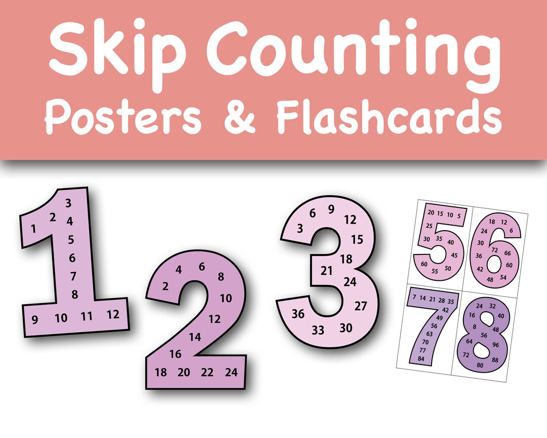 Multiplication Skip-counting Table Number Posters and Flash Cards ...