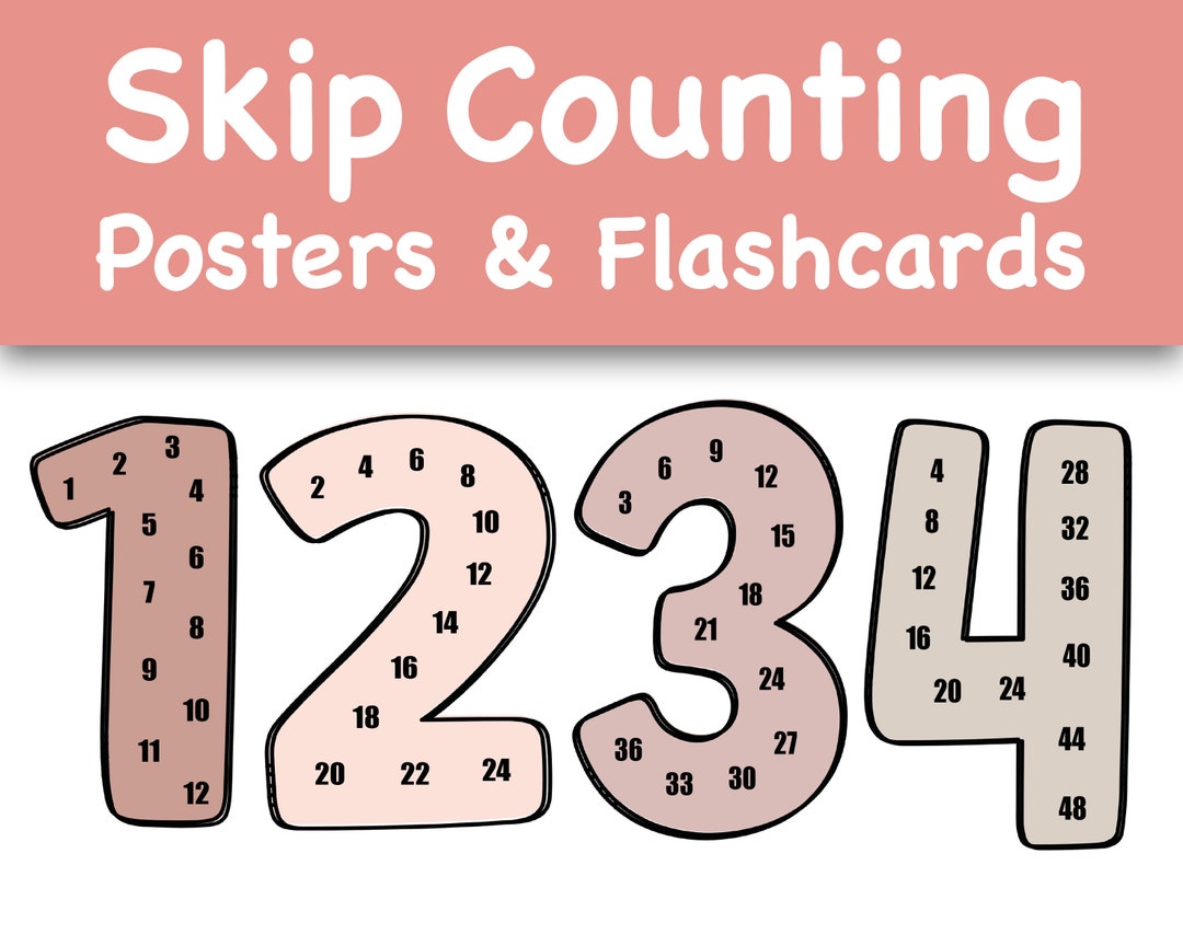 Digital Prints Skip Counting Multiplication Math Posters and Montessori ...