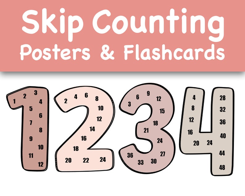 Skip-counting Multiplication Posters, Flashcards, Boho Classroom Decor ...