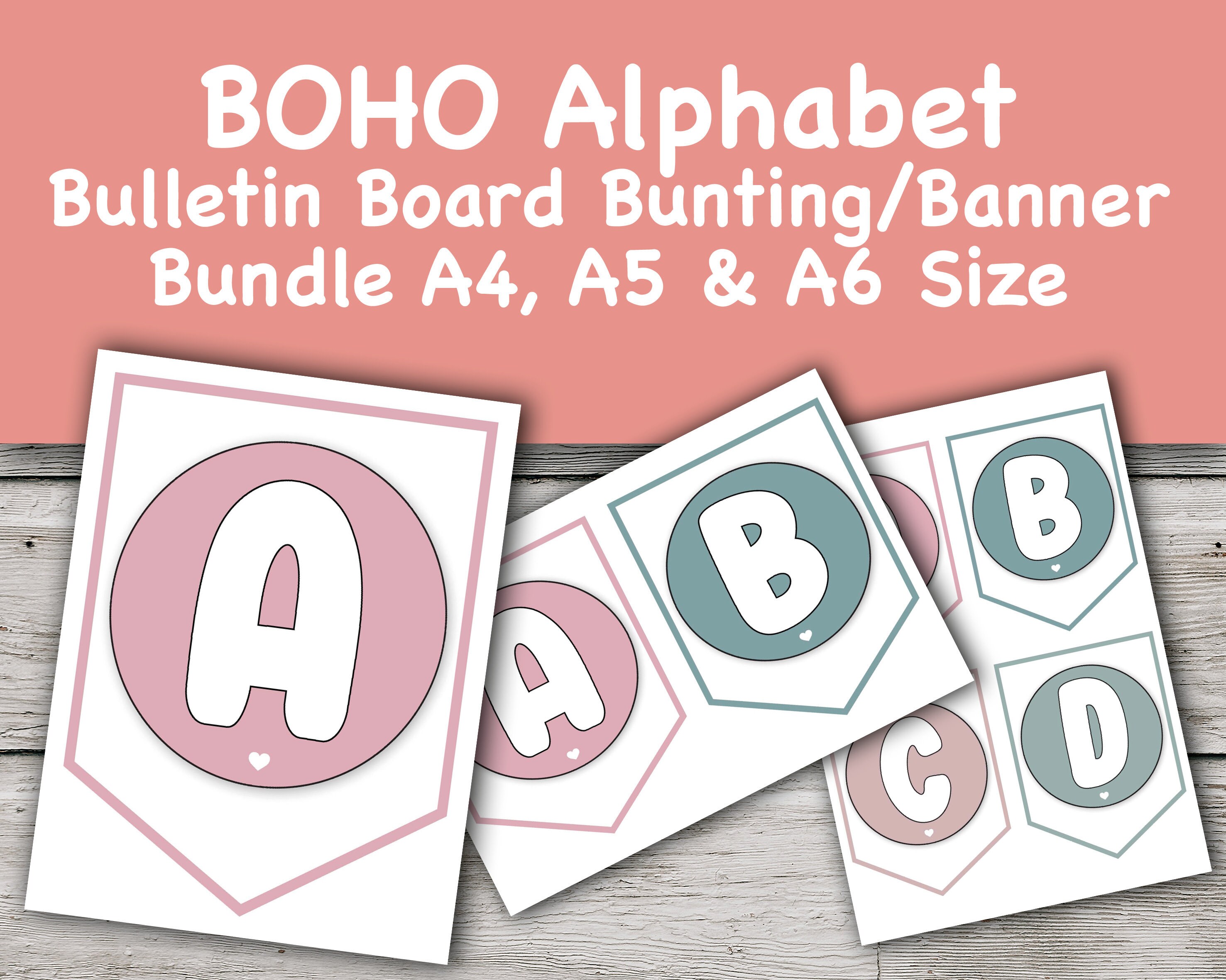 Digital Prints BOHO Bulletin Board Bunting Alphabet Posters Classroom ...