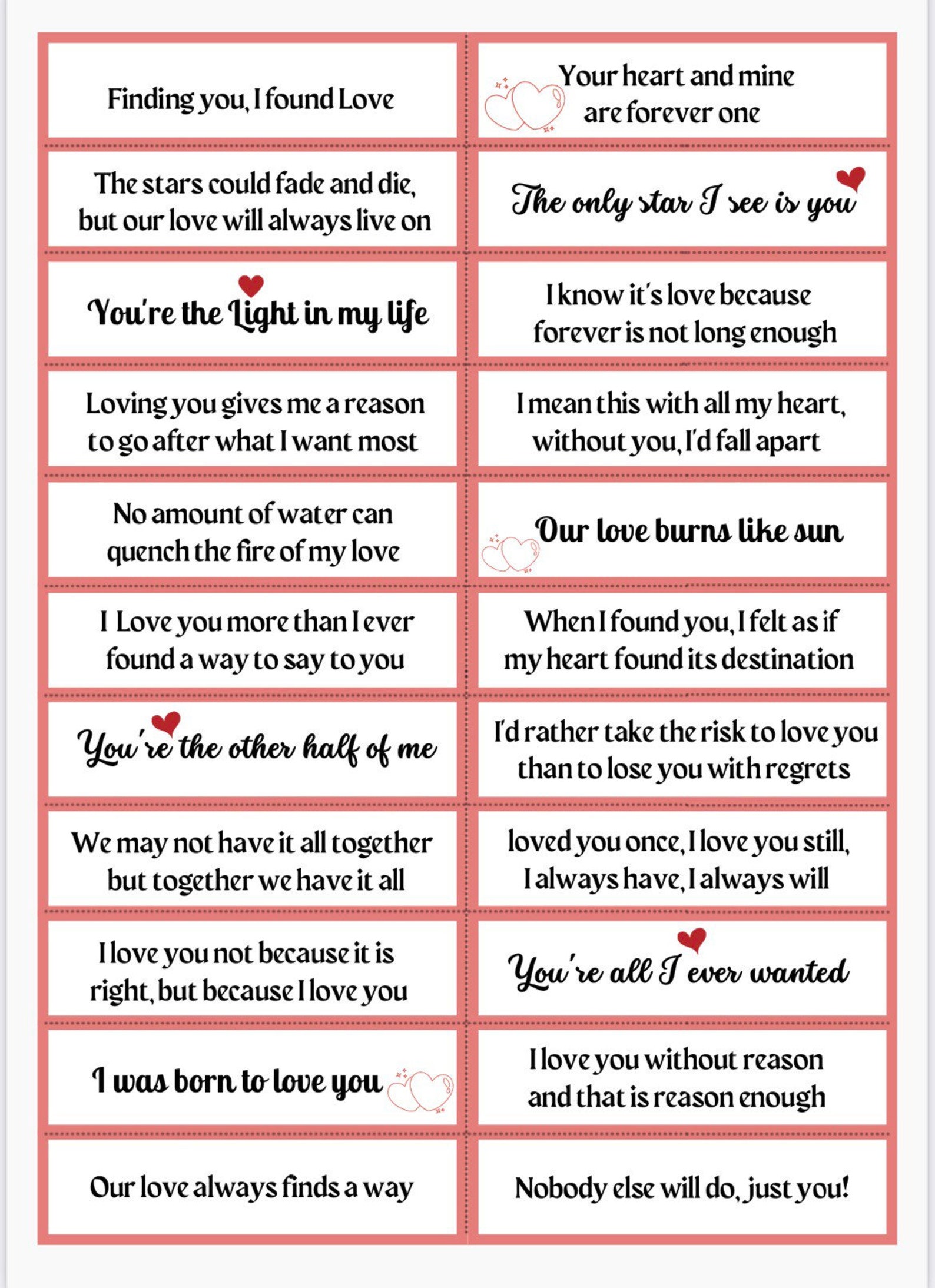 365 Love Notes: Printable Quotes for Him/her (digital Download) - Etsy