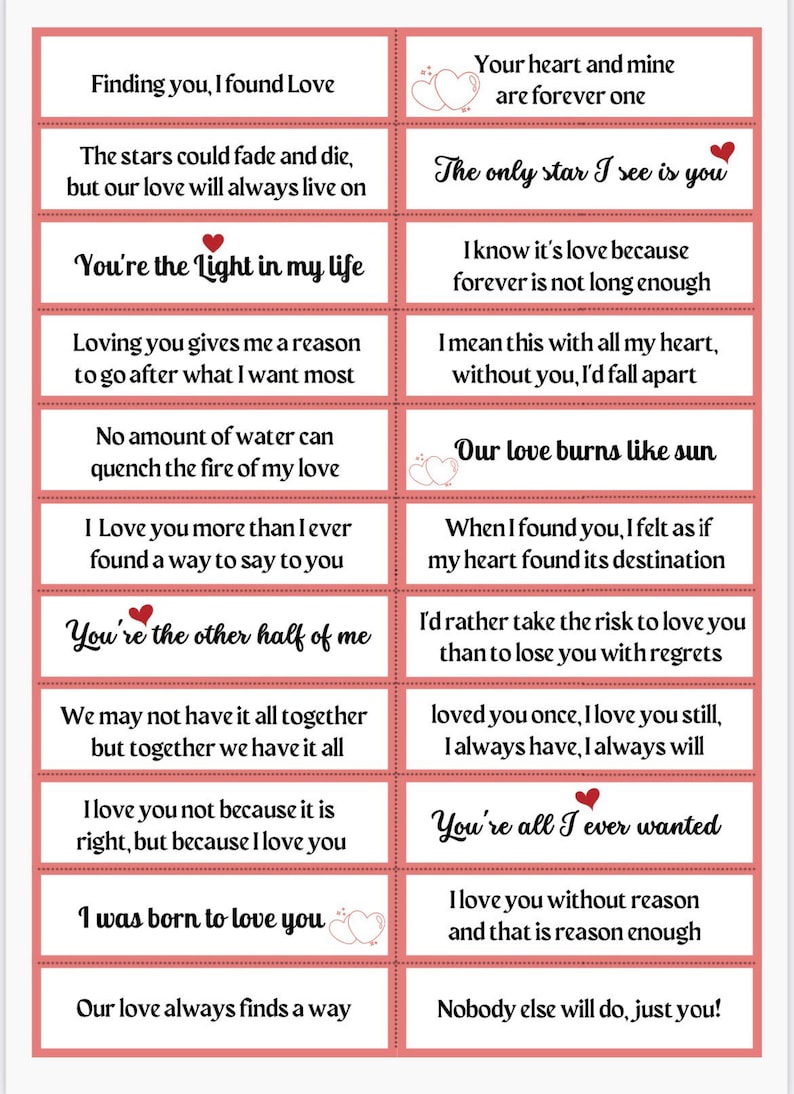 365 Love Notes: Printable Quotes for Him/her (digital Download) - Etsy ...