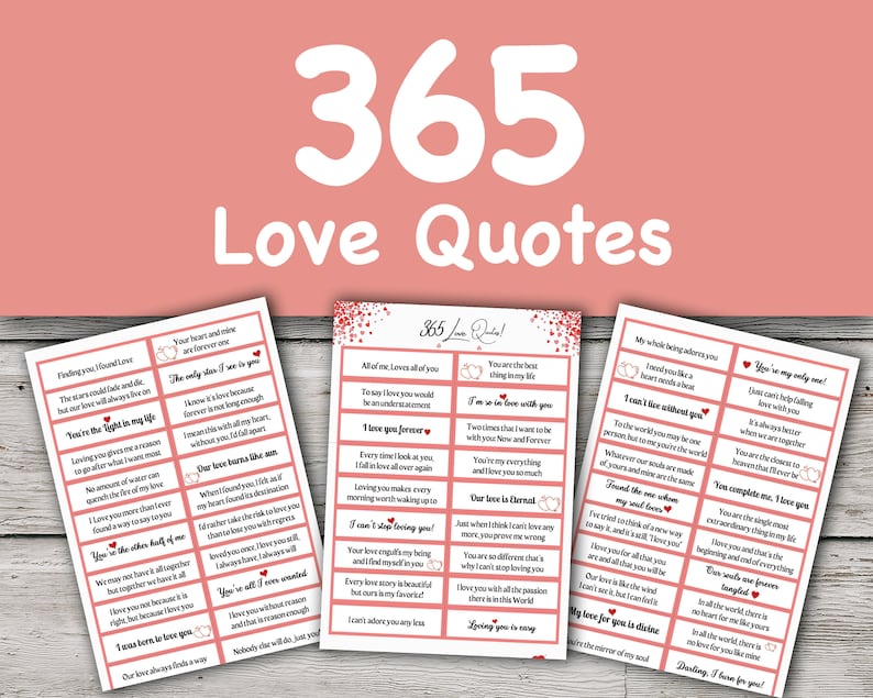 365 Love Notes: Printable Quotes for Him/her (digital Download) - Etsy ...