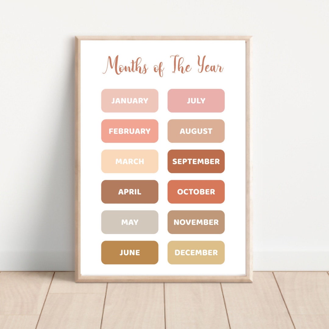 Months of the Year Digital Prints Educational Poster Classroom Decor ...