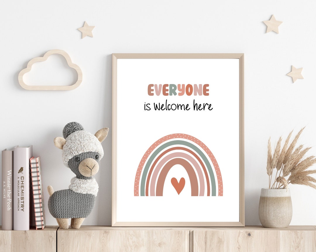 Boho Rainbow Inclusion Poster, Everyone Welcome Sign (digital Download ...