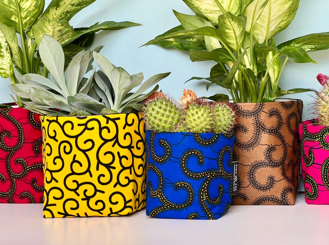 Handmade Fabric Pot Indoor Plant Pot Cover Boho Home Decor, Flower Pot ...