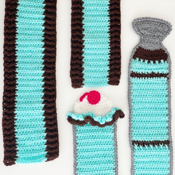 Ice Cream Sandwich Sundae Food Scarf Crochet PATTERN ONLY - Etsy