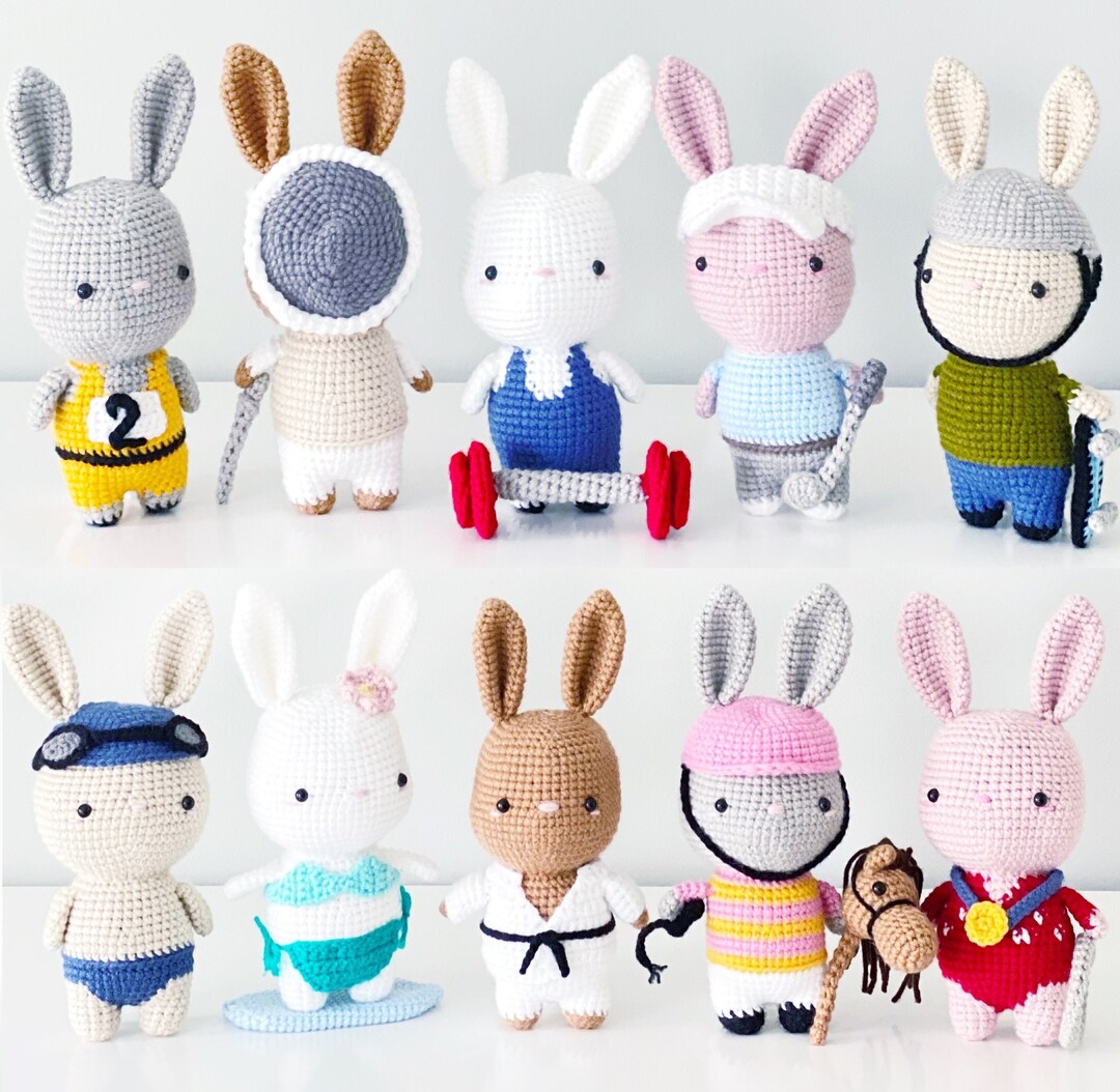 Bunny Olympics 10 Crochet Amigurumi Patterns! EBOOK PDF! Beginner Easy ...