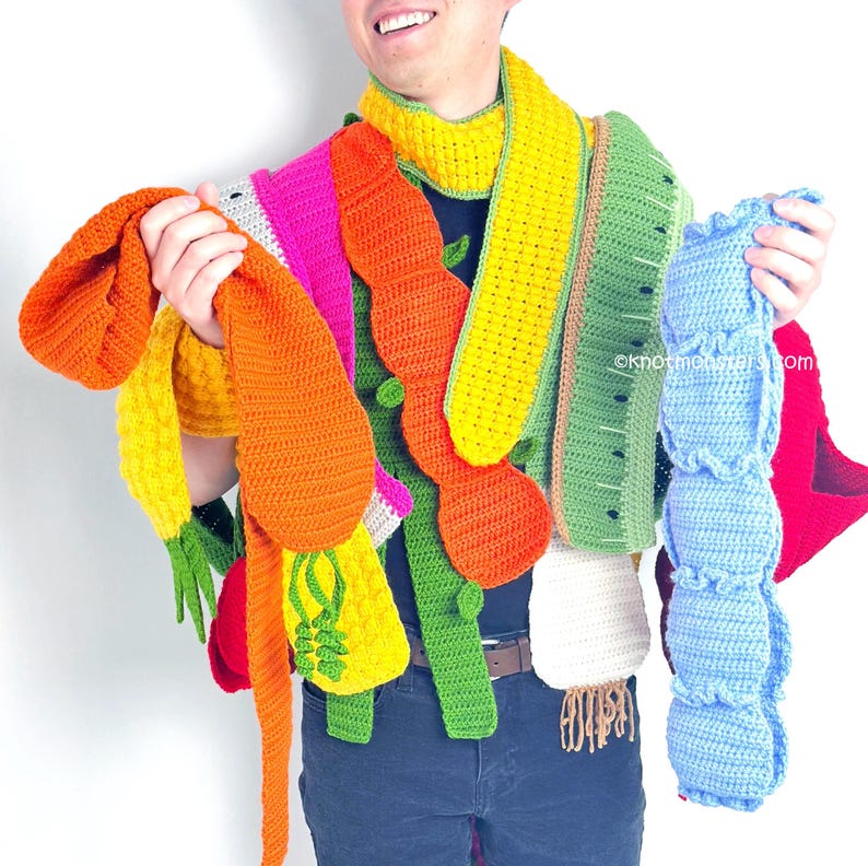 20 Fruit Vegetable Scarf Crochet Pattern Bundle! EBOOK PDF Knotmonsters ...