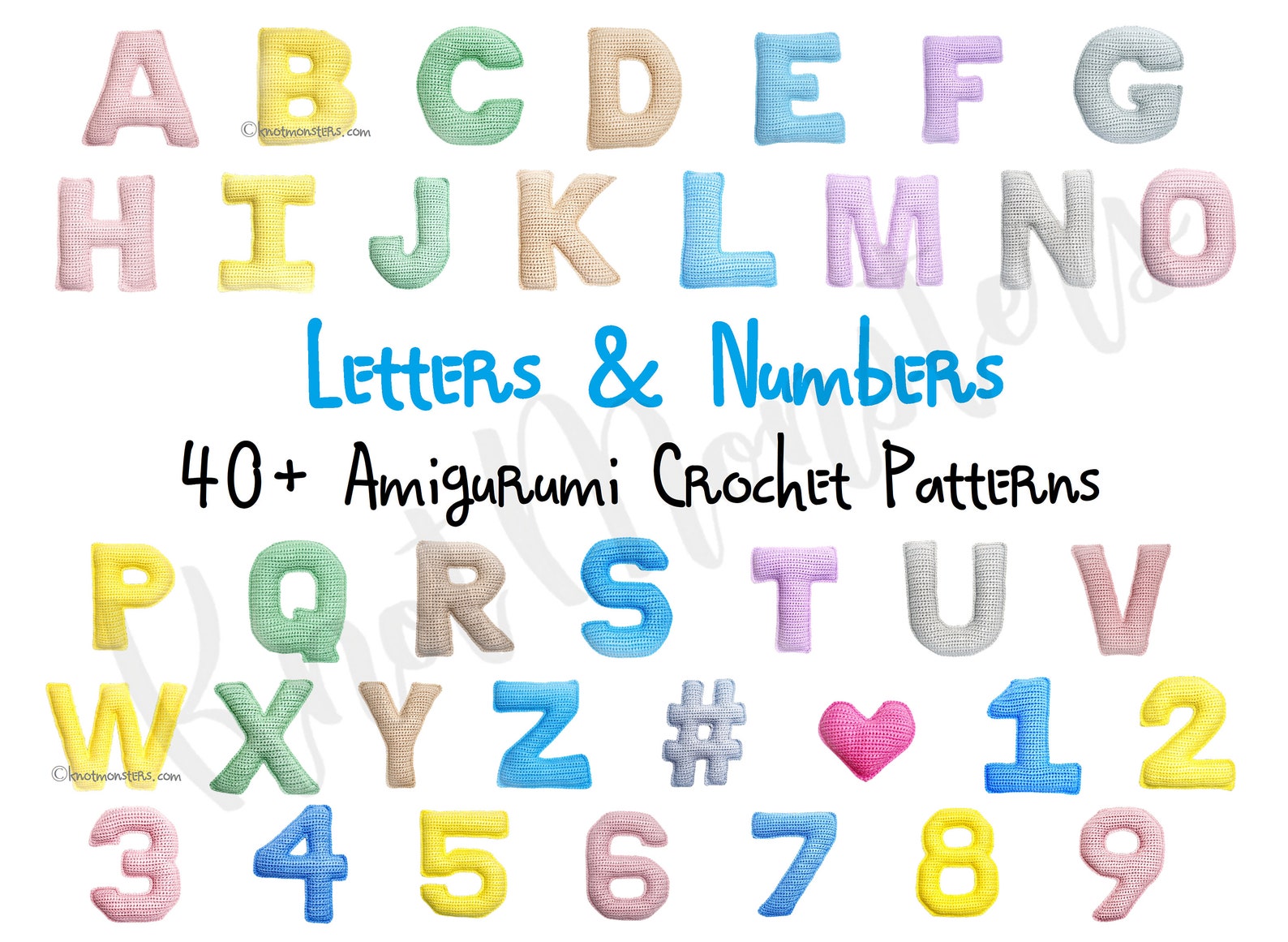 40 Letters & Numbers Crochet Pattern Bundle EBOOK PDF Knotmonsters ...