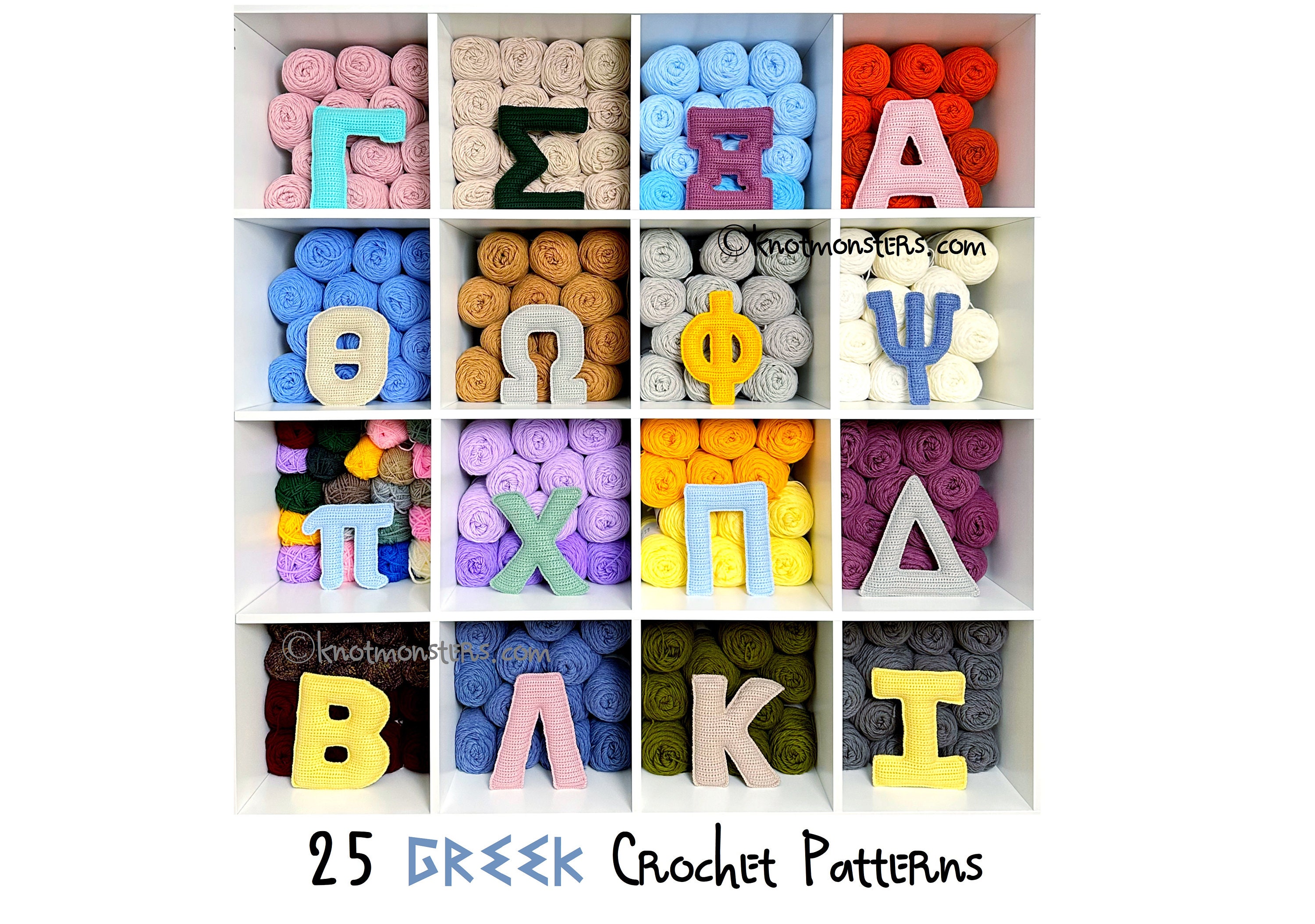 25 Greek Letters Crochet Pattern Bundle! EBOOK PDF Knotmonsters ...