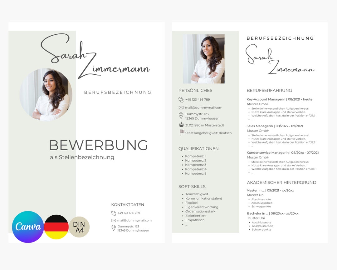 Application Template German CV Template German Application Layout ...