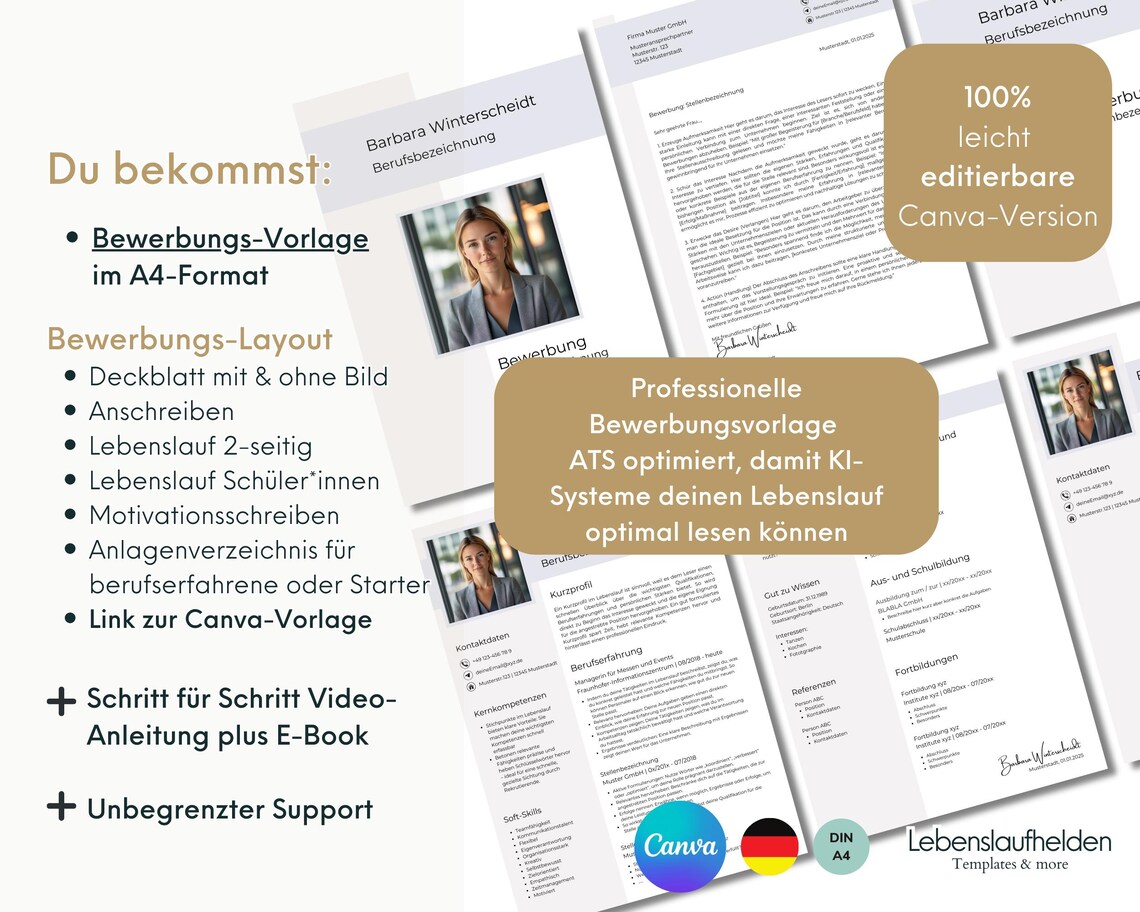 Application Template German CV Template Tabular Application Folder ...