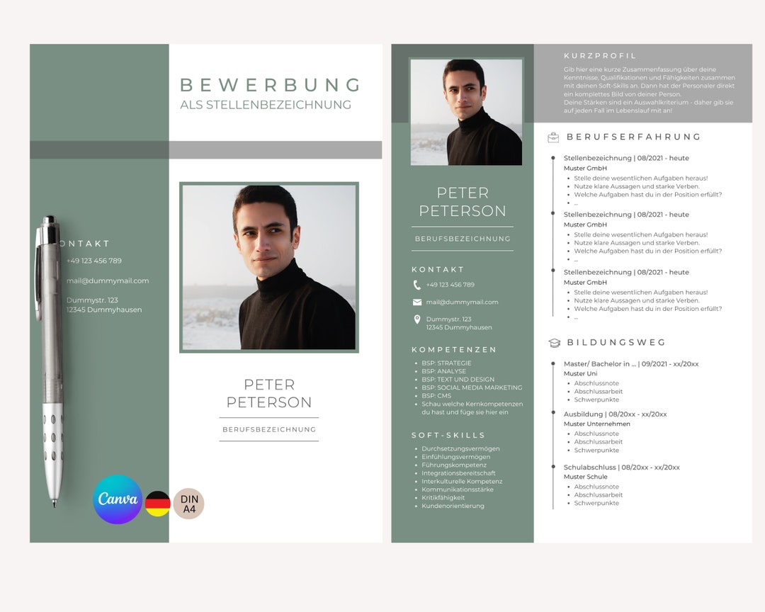 Application and CV Template German CV in Tabular Form Cover Letter ...