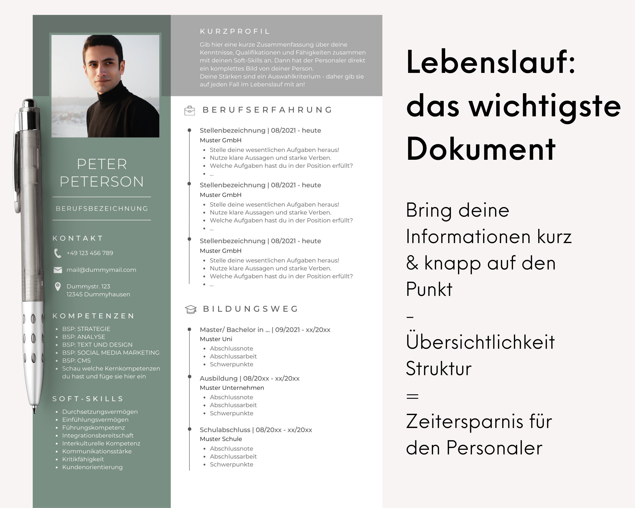 Application and CV Template German CV in Tabular Form Cover Letter ...