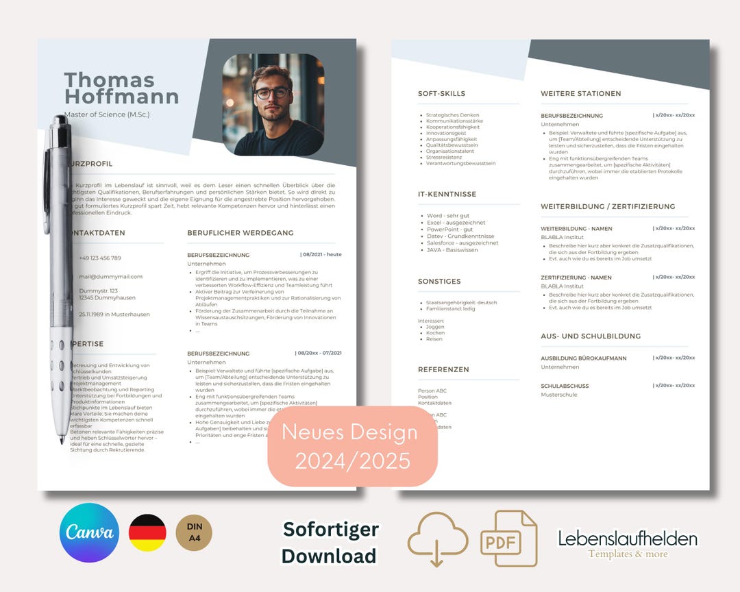 Application Template, Resume Template, CV, Application Templates German ...