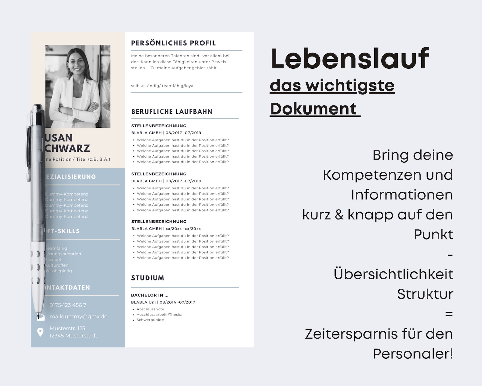 Application Template German | CV in Tabular Form | Creative Cover ...