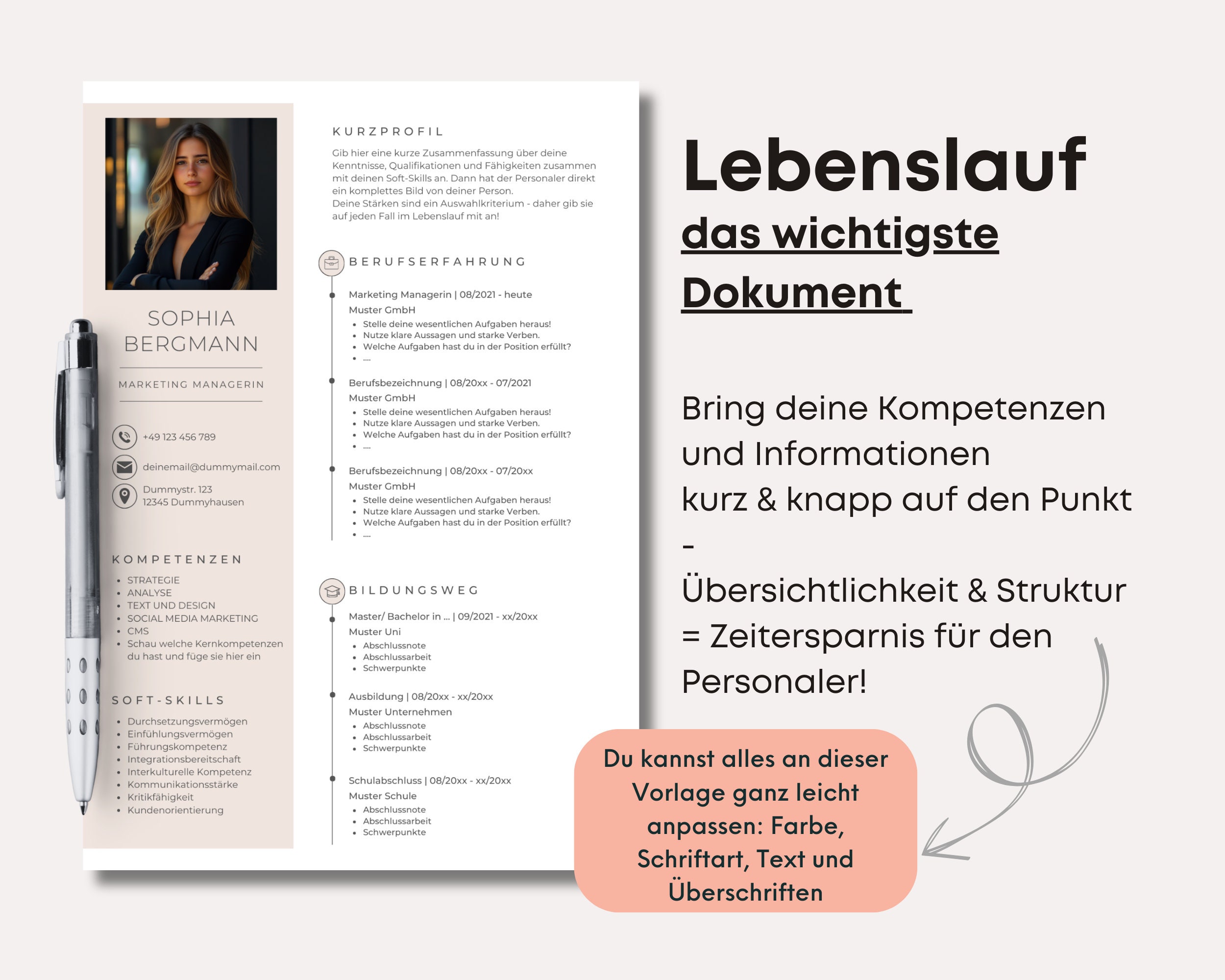 Application Template, Resume Template, CV, Application Templates German ...