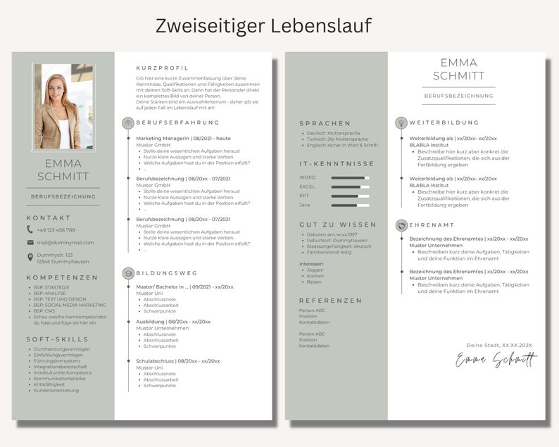 Bewerbungsvorlage, Lebenslaufvorlage, CV , Bewerbungsvorlagen Deutsch ...