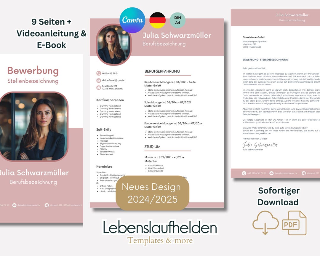 Application Template German CV in Tabular Form Creative Cover Letter ...