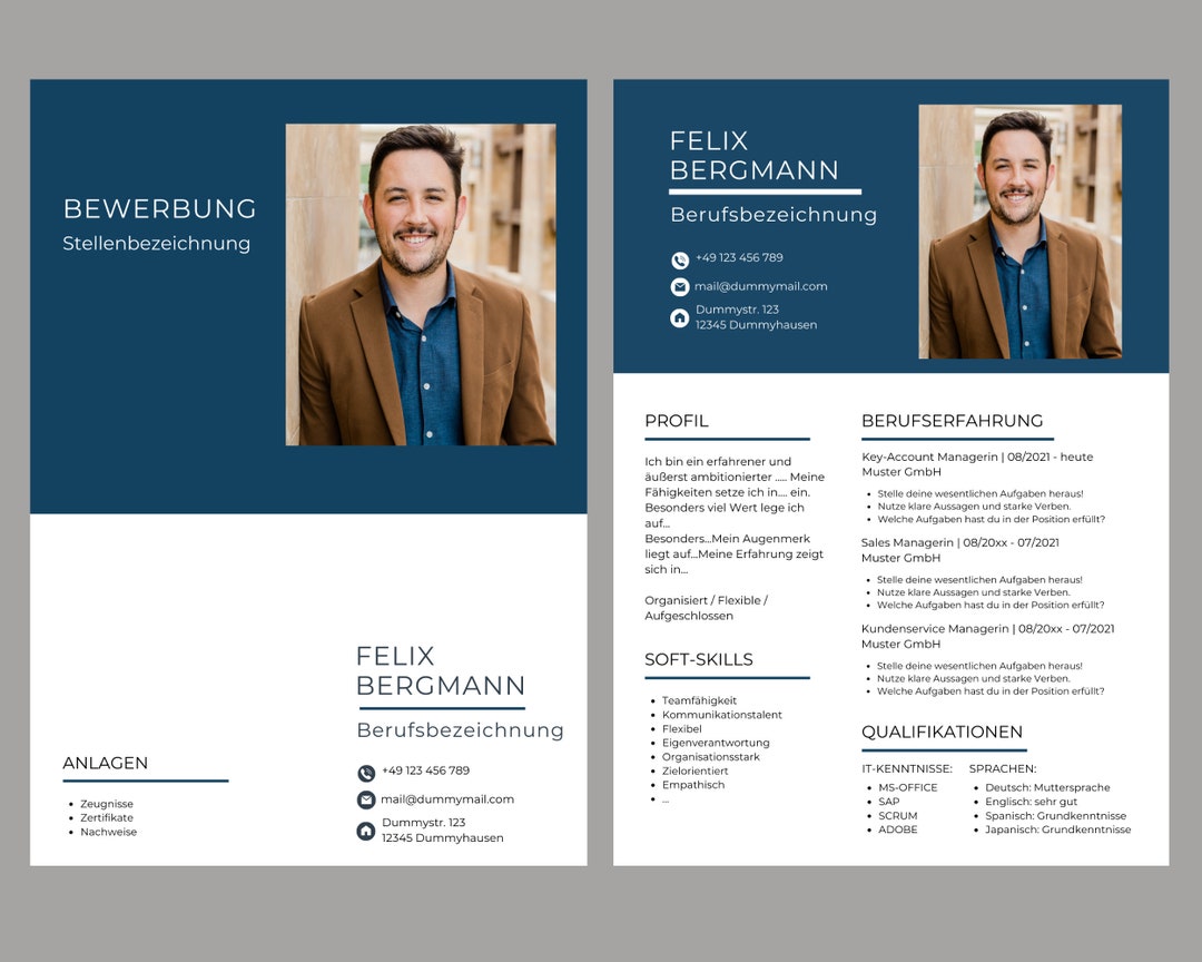 Application Template German CV Tabular Creative Cover Letter Modern ...