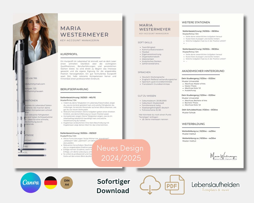 Application Template, Resume Template, CV, Application Templates German ...