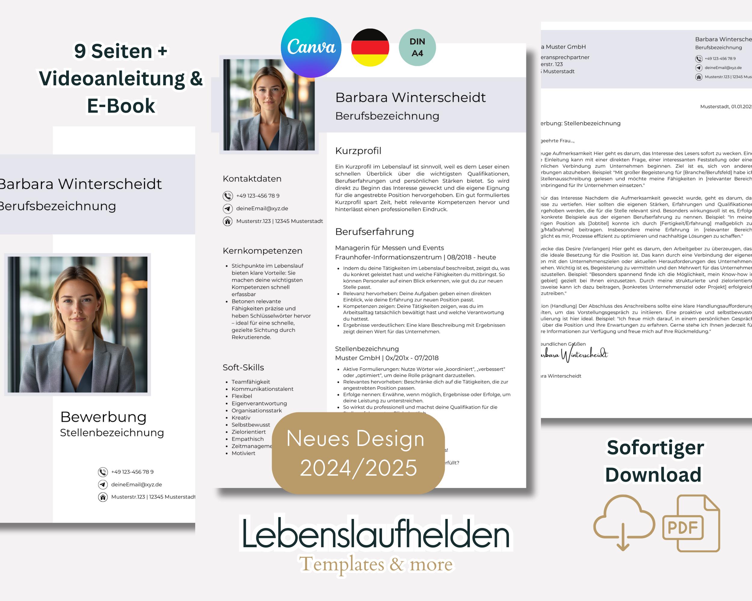 Application Template German CV Template Tabular Application Folder ...