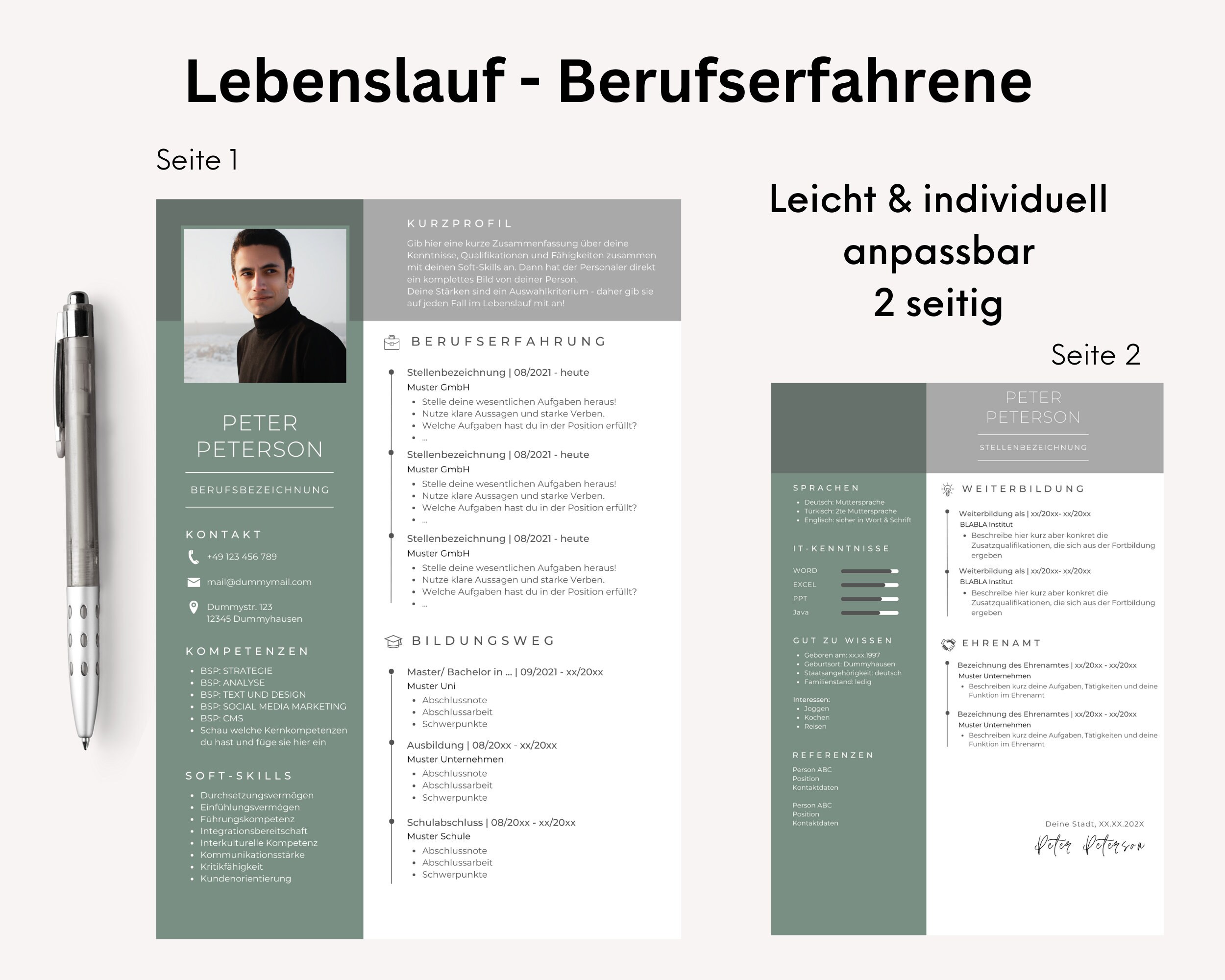 Application and CV Template German CV in Tabular Form Cover Letter ...