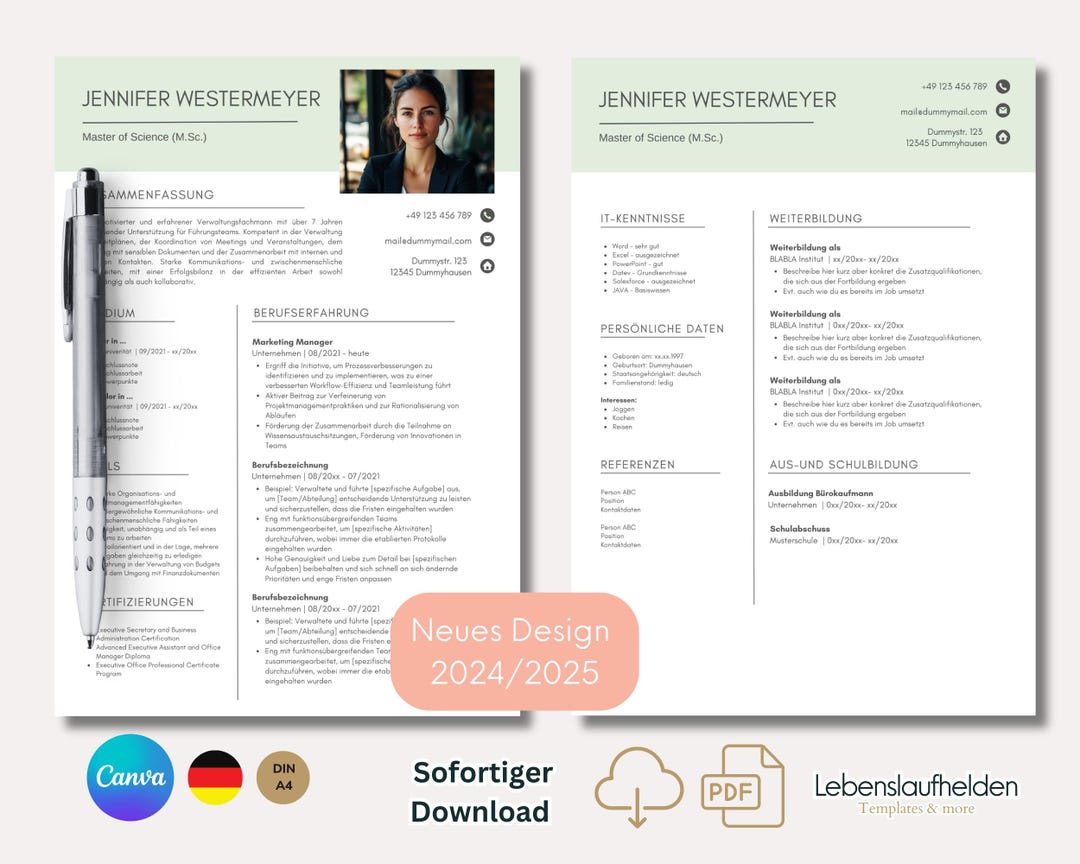 Application Template, Resume Template, CV, Application Templates German ...